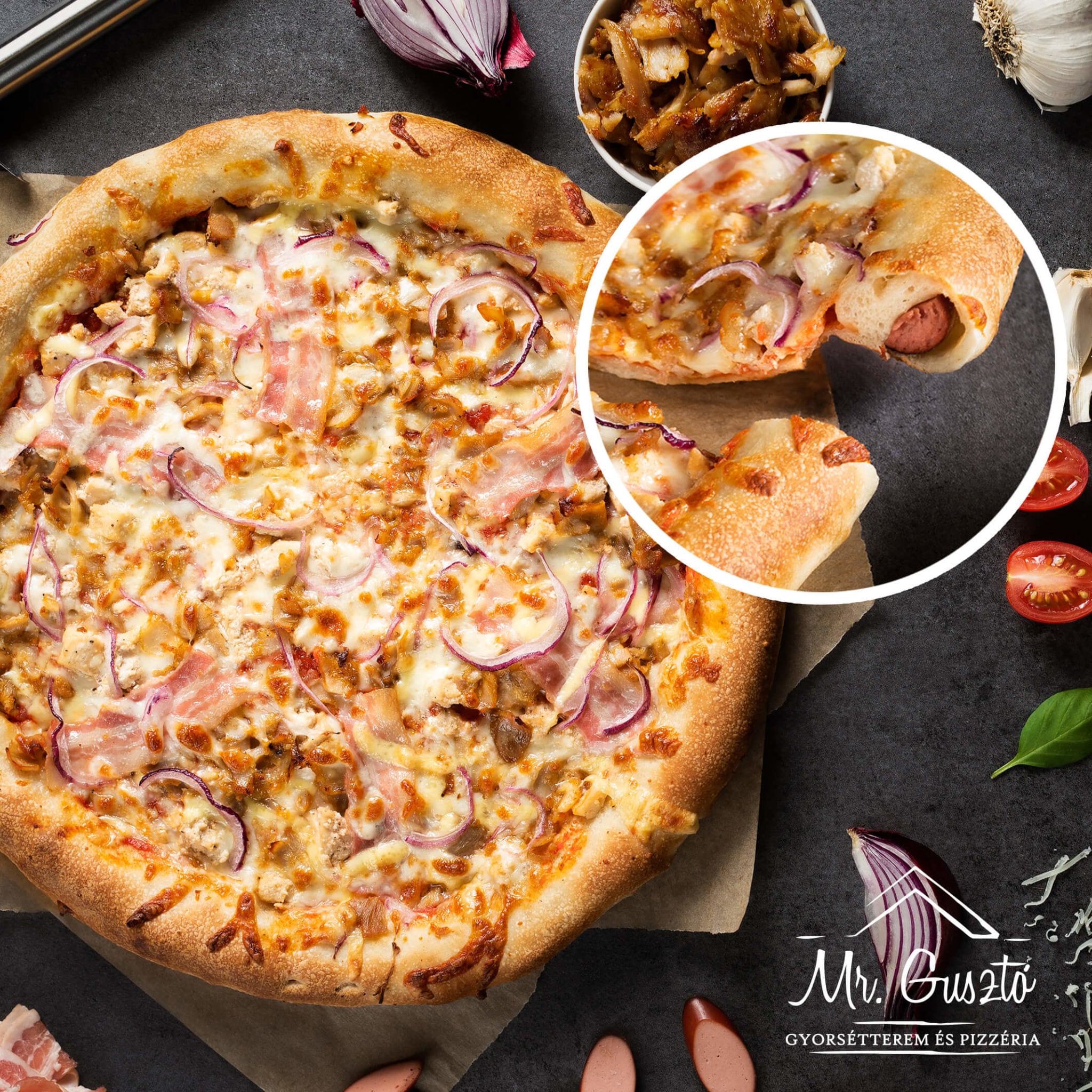 45 cm-es Családi Pizzák - Mr. Gusztó Gyorsétterem és Pizzéria
